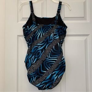 amoena | Swim | Amoena Mastectomy One Piece Blue Black Print Swim Suit ...